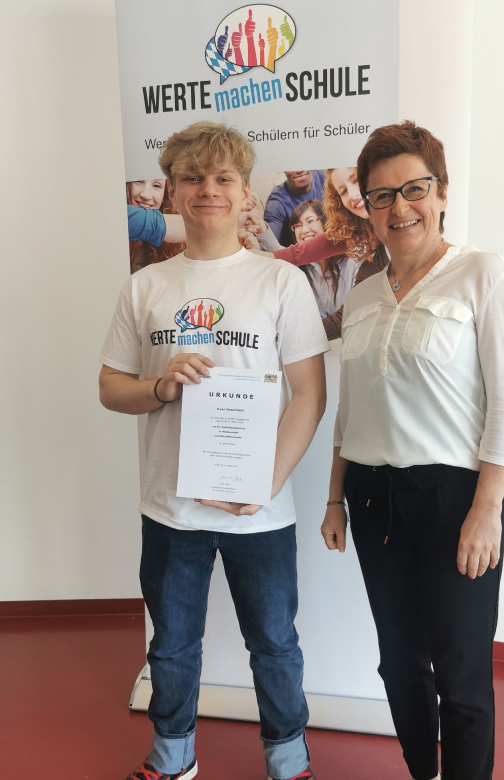 Ryan Rosenfield ist nun Wertebotschafter - Steigerwaldschule Ebrach